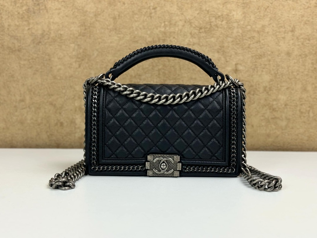 CHANEL BOY WITH TOP HANDLE, Luxury, Bags & Wallets on Carousell