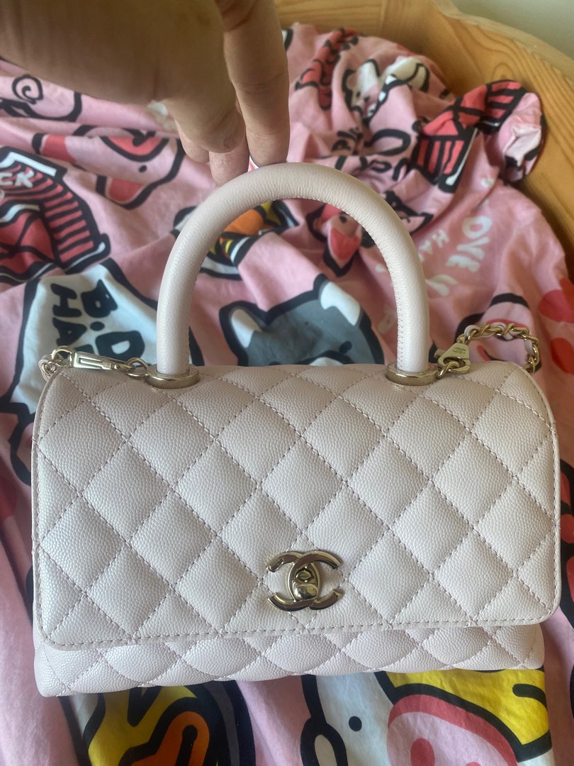 chanel coco handle pink caviar, 名牌, 手袋及銀包 - Carousell