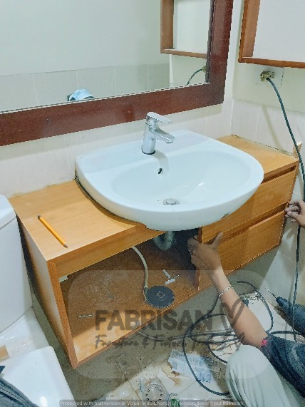 customized lavatory with sink / office table / office chair / office ...