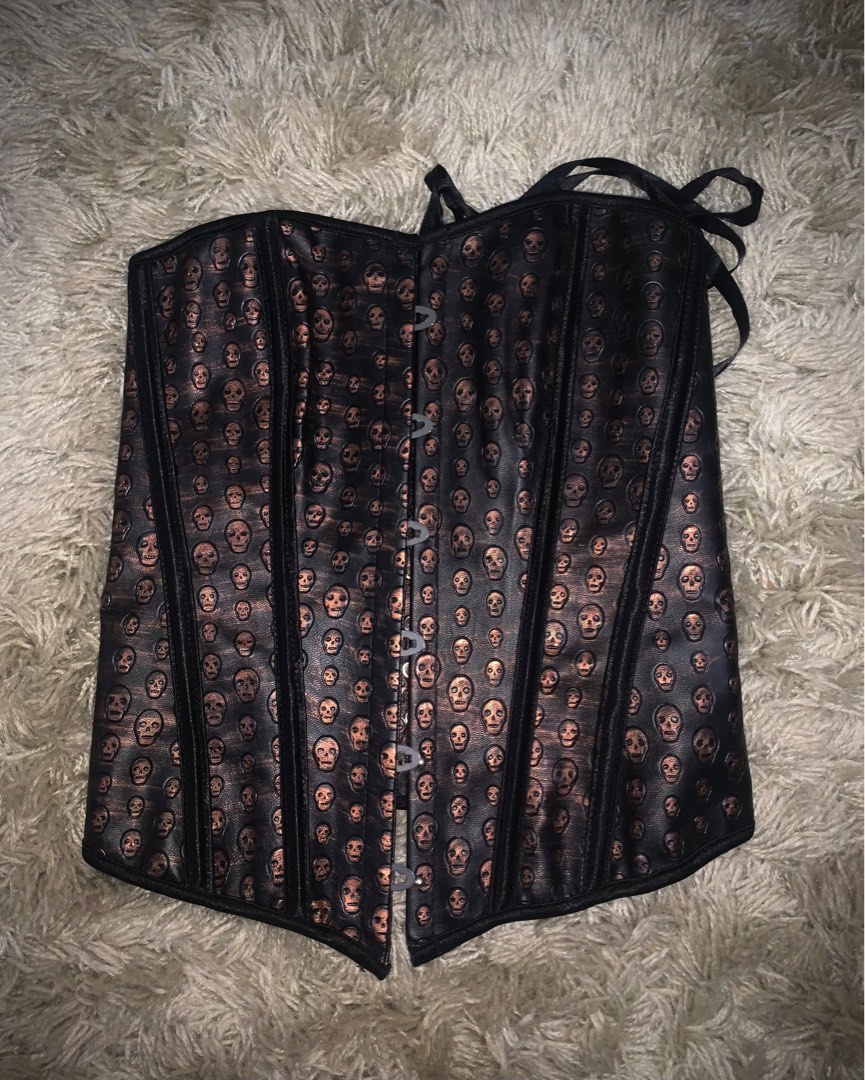 Goth skull corset, Women's Fashion, Tops, Sleeveless on Carousell