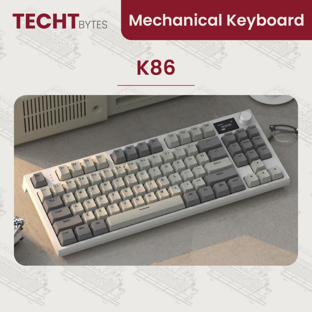 K86 Wireless Hot-Swappable Mechanical Keyboard with Display Screen (TKL ...