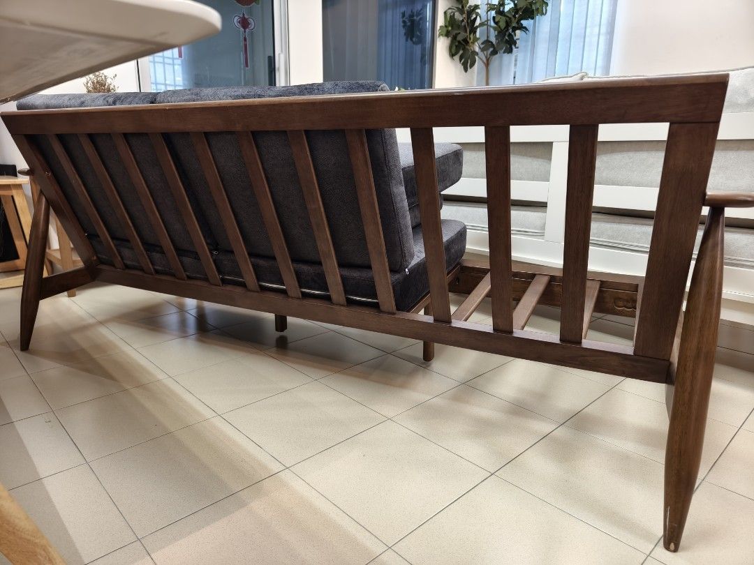 (New, Display) 3-seater Couch, Sofa Kayu Padu Kayu Getah - 100% Solid ...