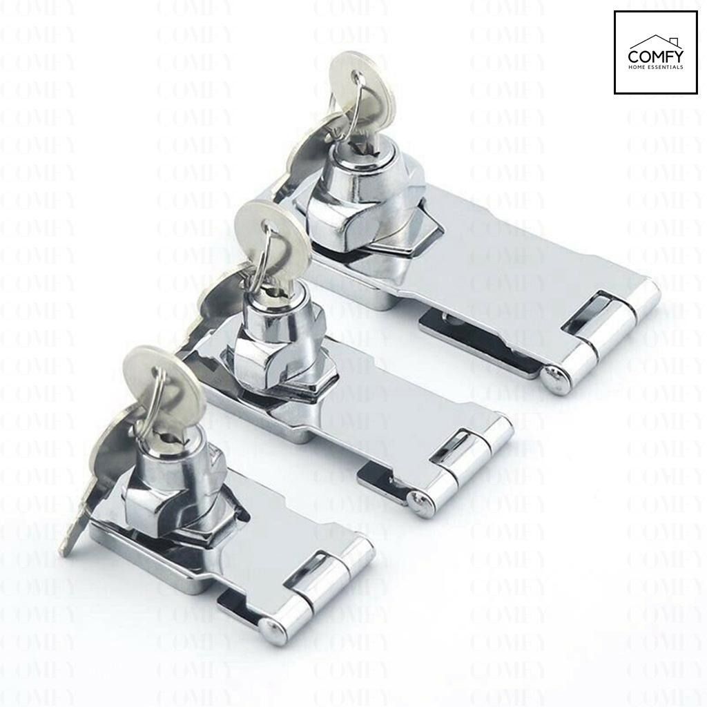 Stainless Steel Self Locking Hasp Latch Cabinet Drawer Door Safety Lock ...