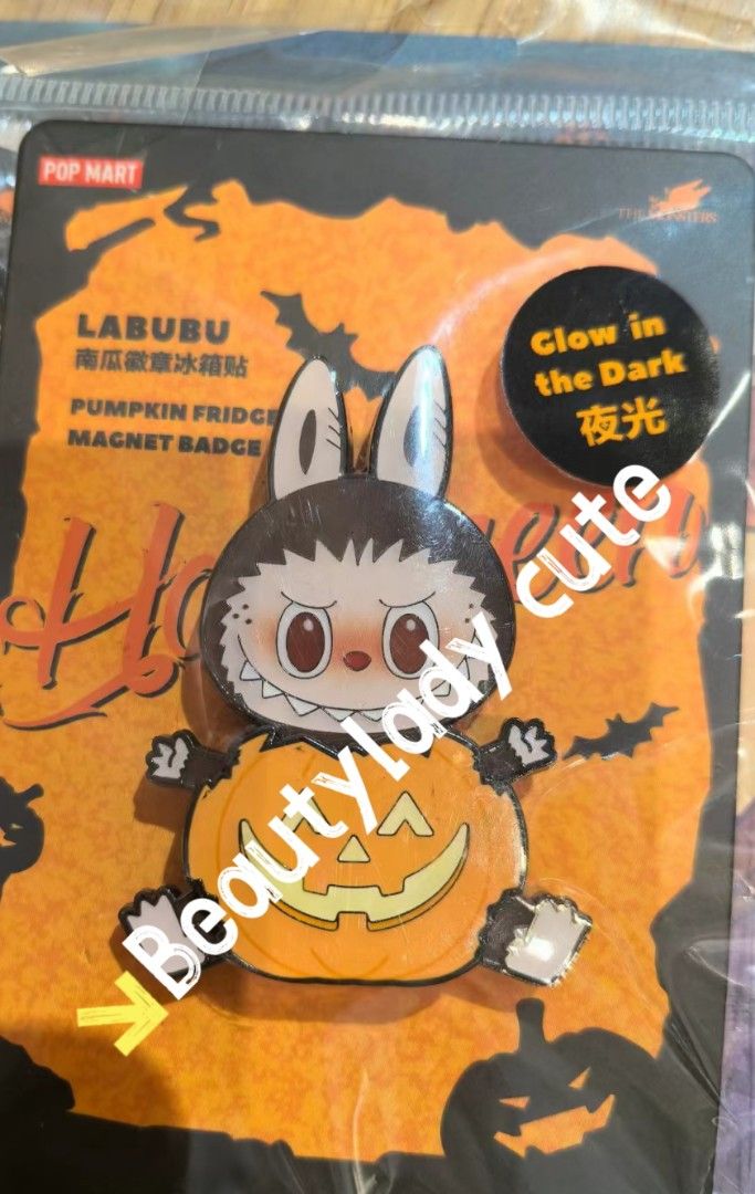 The monster X Labubu Pumpkin Fridge Magnet Badge, Hobbies & Toys, Toys ...