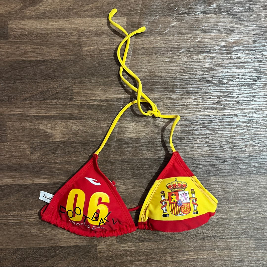 Y2K Hosa Spain Football Club Tie Bikini Top, Women's Fashion, Swimwear ...