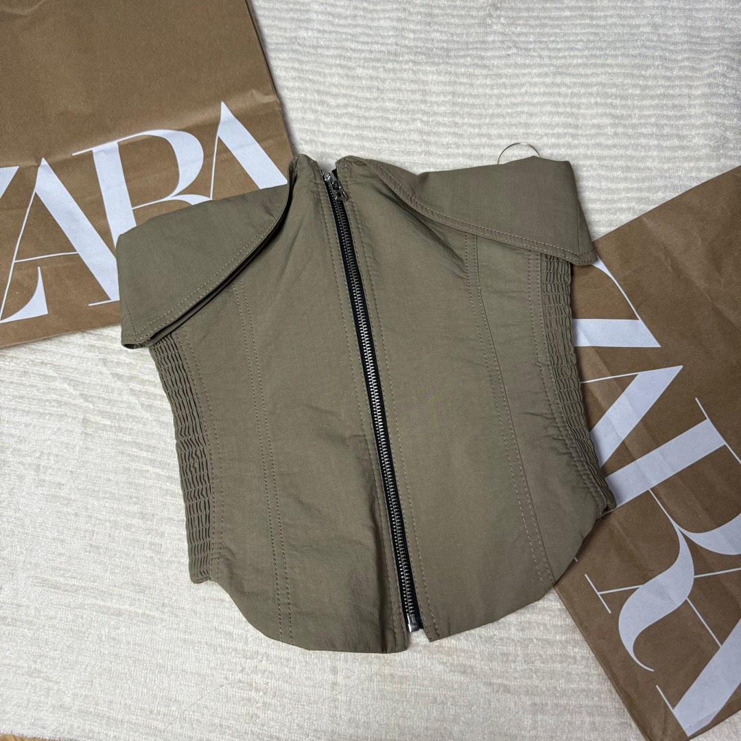 Zara cargo tube top, Women's Fashion, Tops, Sleeveless on Carousell