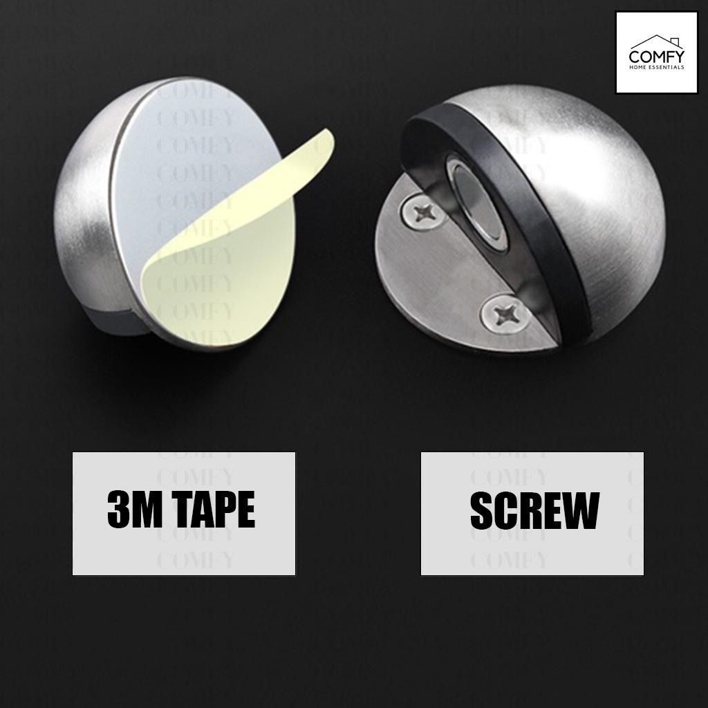 Anti-Rust Floor Stop Door Stop Stopper Half Moon Mounted 3M Tape/Screws ...