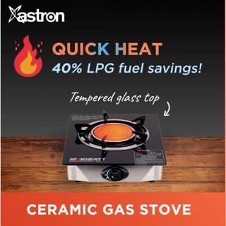 Astron MAXHEAT1 Single Burner Ceramic Gas Stove With Tempered Glass Top ...