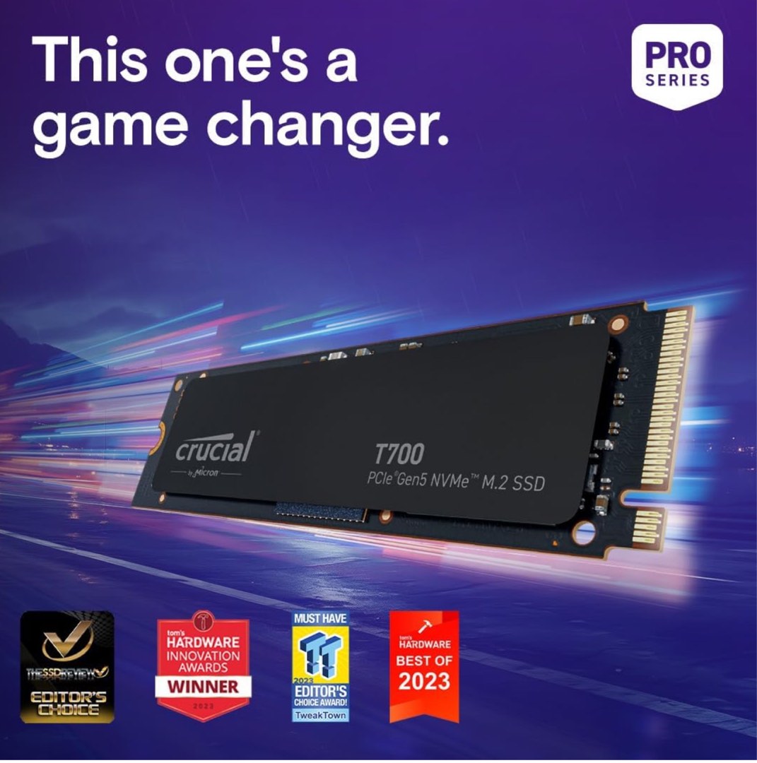 Crucial T700 4TB SSD PCIe Gen5 NVMe M.2 Internal Gaming SSD, Up to 12 ...