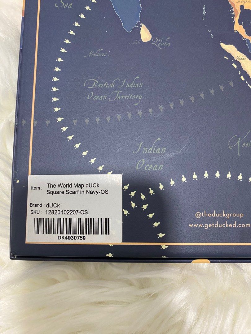 Duckscarves The World Map dUCK Square Scarf in Navy, Women's Fashion ...