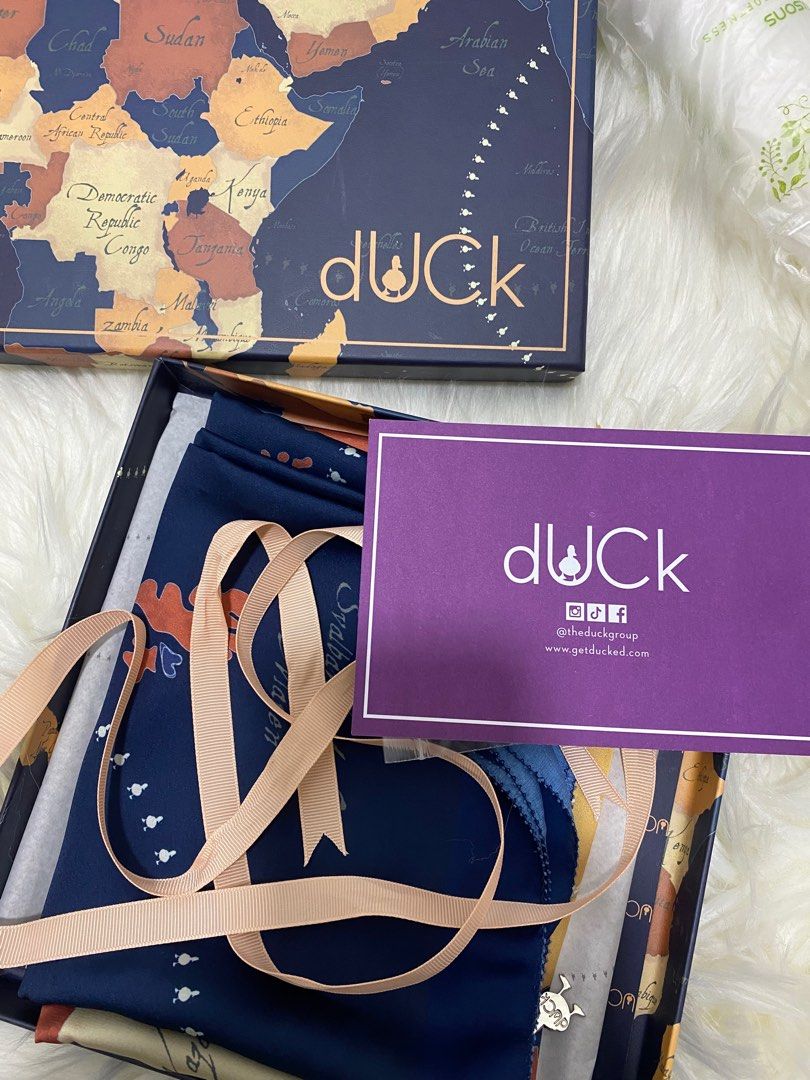 Duckscarves The World Map dUCK Square Scarf in Navy, Women's Fashion ...