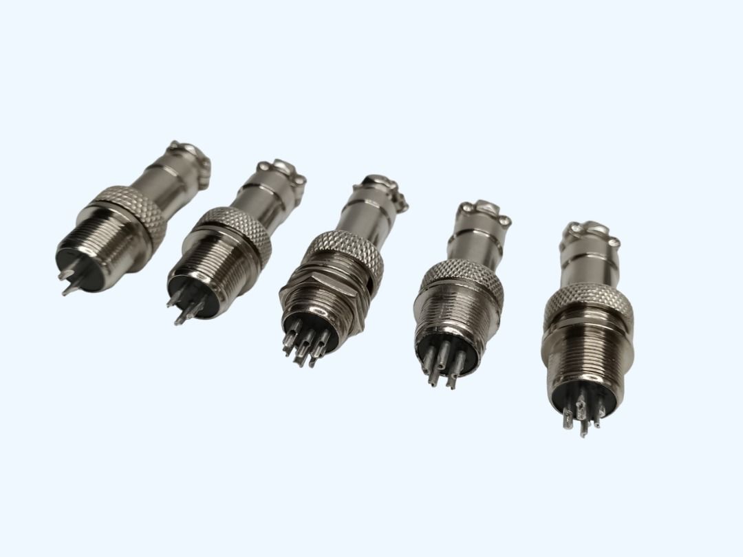 GX12 CIRCULAR CONNECTOR SILVER METAL AVIATION SOCKET PLUG MALE+FEMALE ...