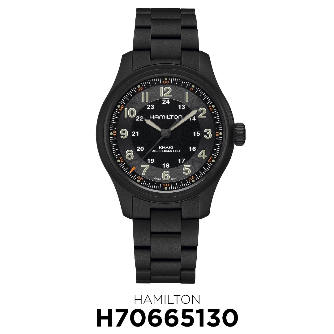 Hamilton Khaki Field 42mm Titanium Black Dial PVD Black Coating ...