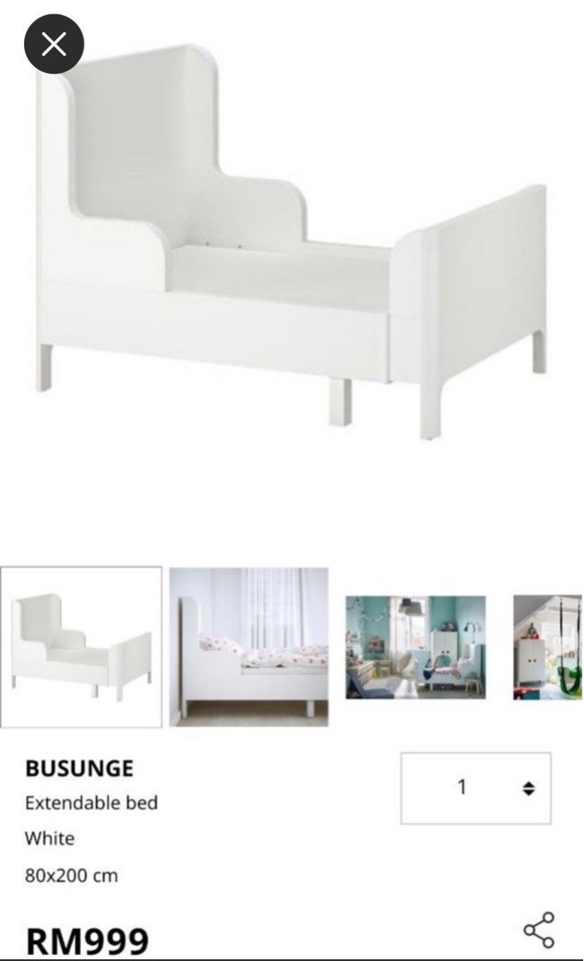 Ikea busung extendable Bed with Mattress, Furniture & Home Living ...