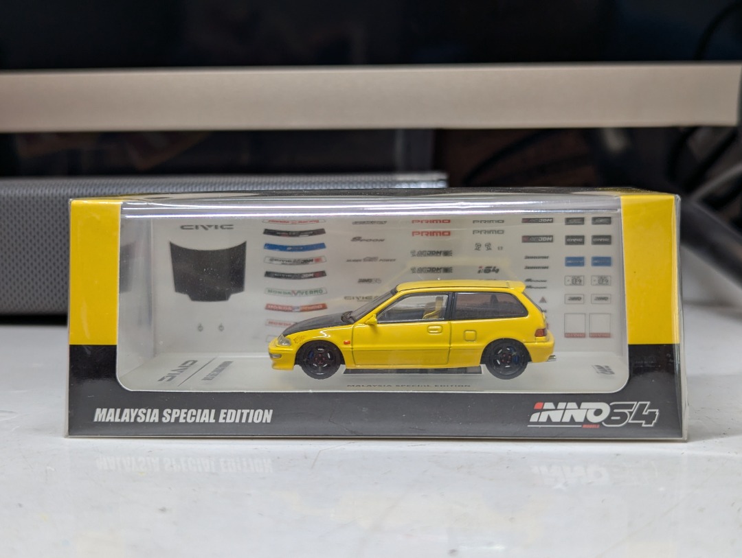 Inno Model Inno64 Honda Civic EF9 SiR Yellow 1/64 1990, Hobbies & Toys ...