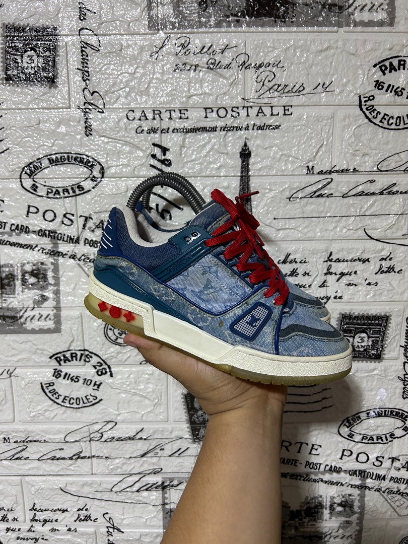 Lv trainer Demin Blue, Luxury, Sneakers & Footwear on Carousell