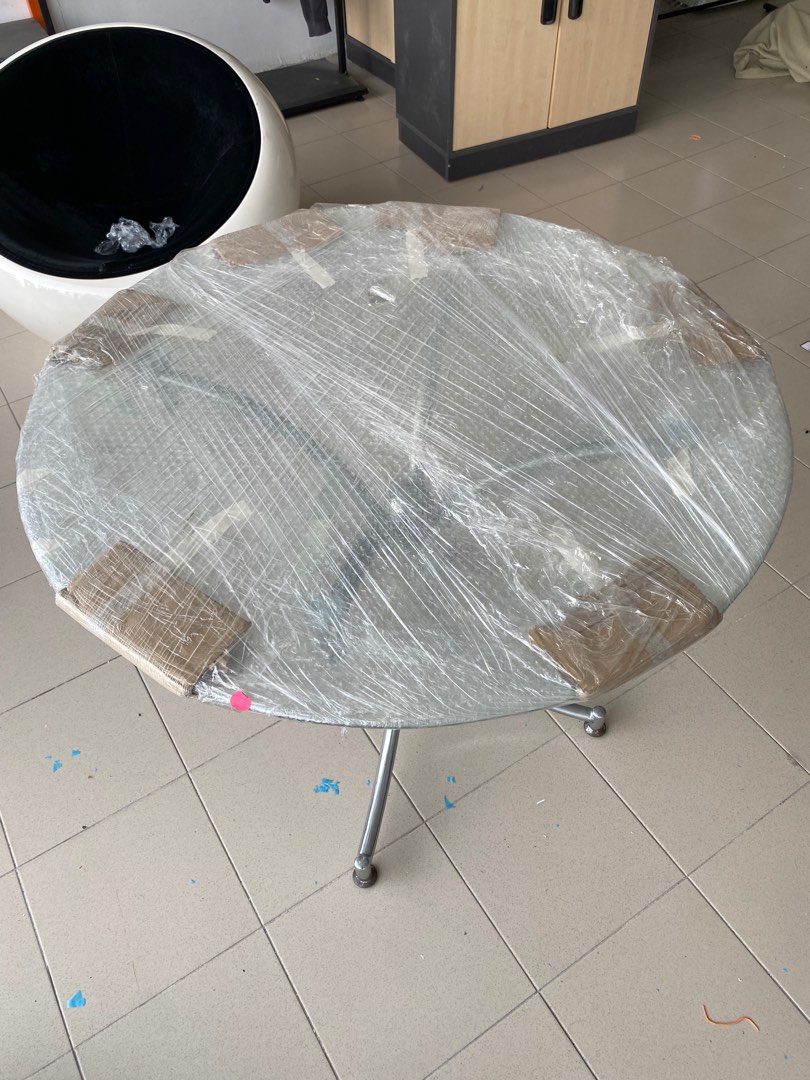 Meja Kaca Bulat, Furniture & Home Living, Furniture, Tables & Sets on ...