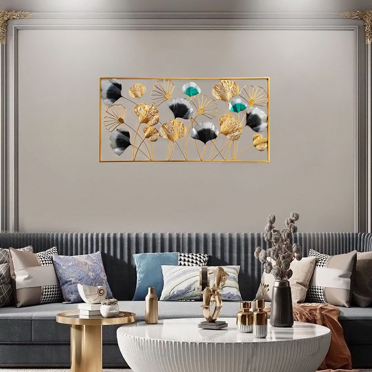Modern Gold Frame Wall Decor, Elegant 3D Iron Sculpture, Hiasan Dinding ...