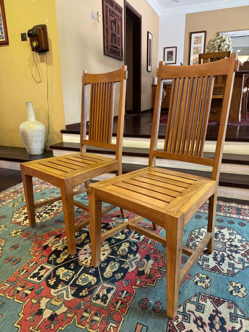 Moving Out: Teak dining chair in lime wash finish, Furniture & Home ...