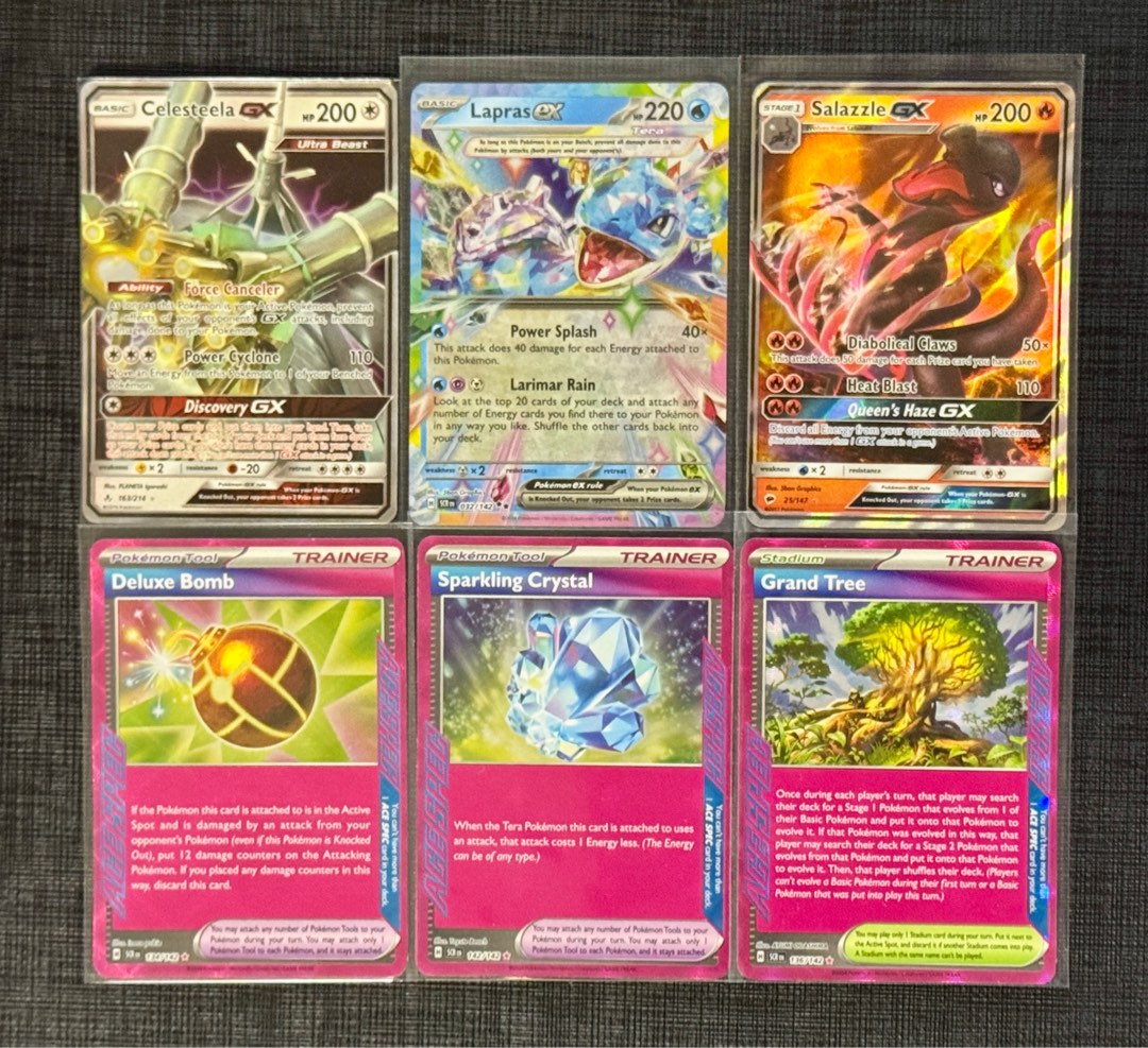 Celesteela GX 163/214 Lapras ex 032/142 Salazzle GX 25/147 Deluxe Bomb ...