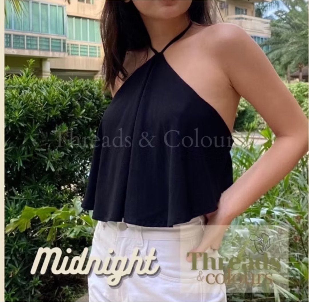 PRE-LOVED Double Layered String Halter Top, Women's Fashion, Tops ...