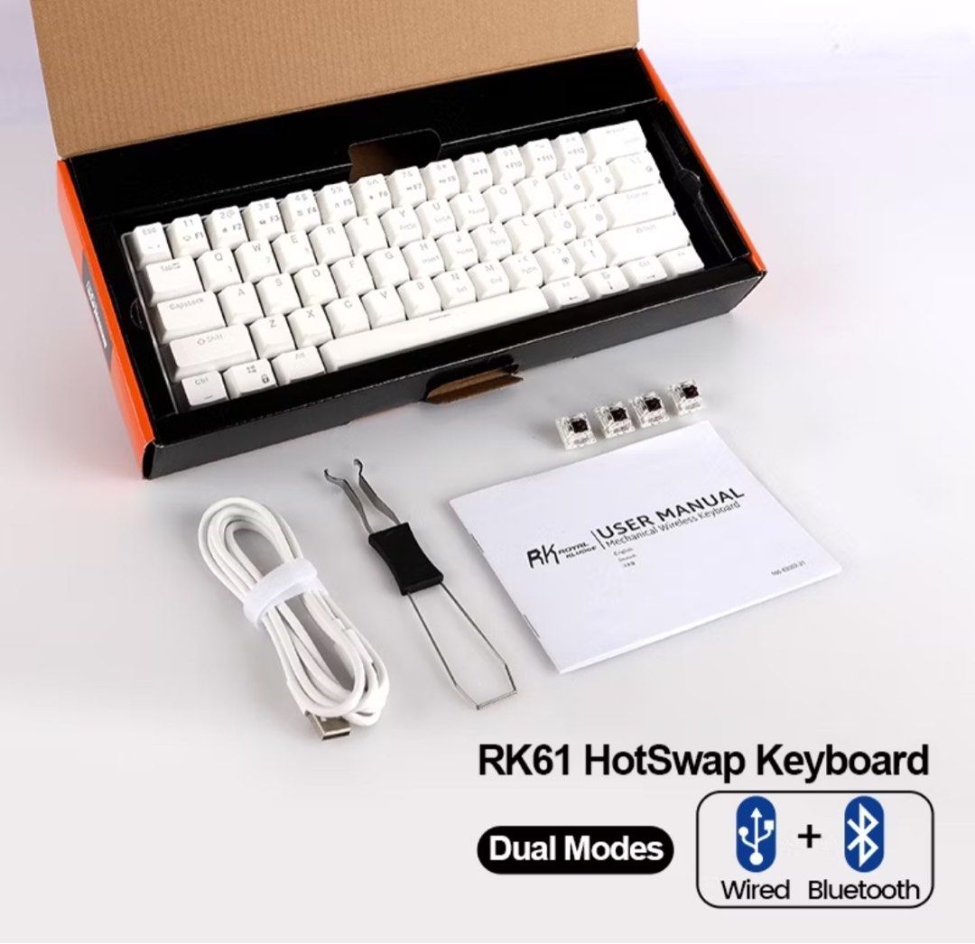 Royal Kludge RK61 Three Mode Hot swappable Ergonomic bluetooth 2.4G ...