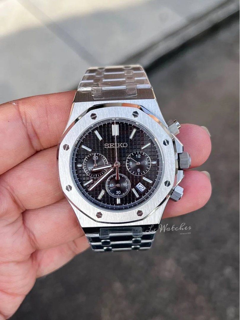 Seiko mod X Ap royal Oak Black Dial, Luxury, Watches on Carousell