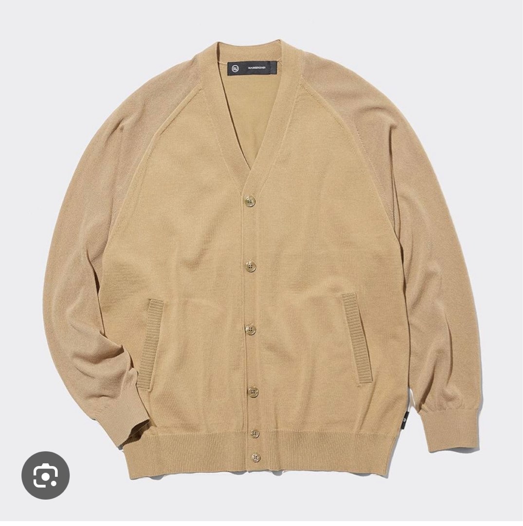 Undercover GU 全新未剪牌 size S sheer combination knit cardigan 淺啡色, 男裝, 外套及 ...