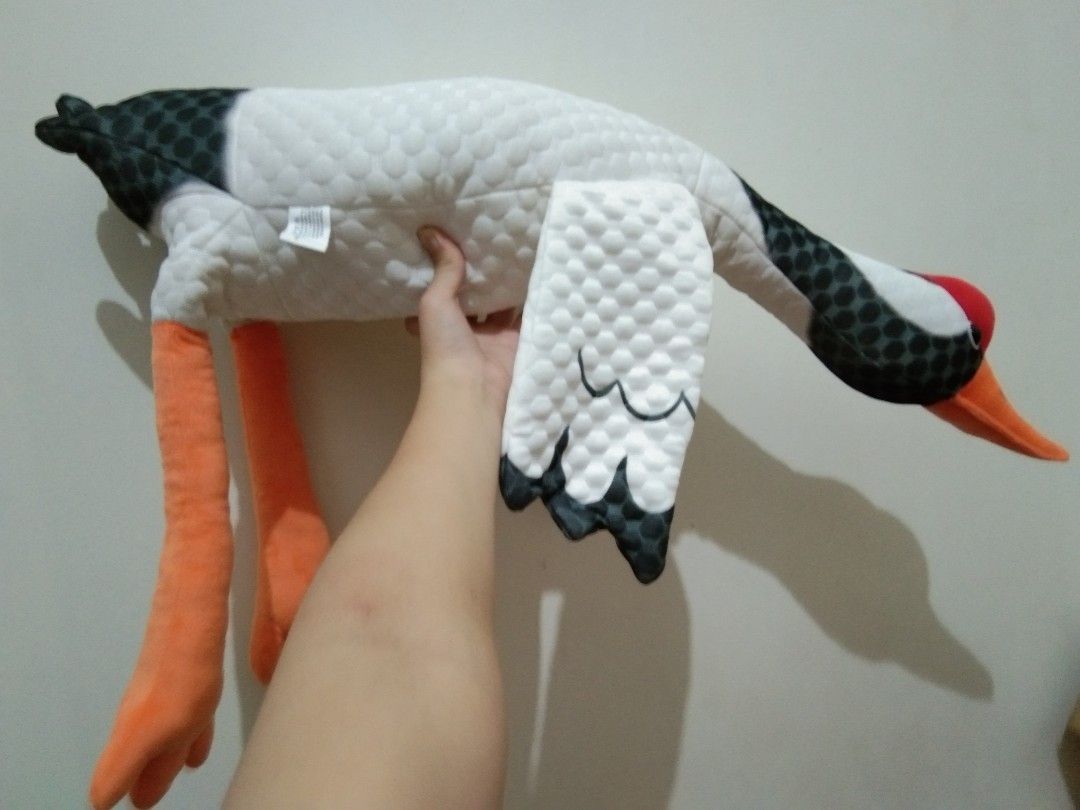 Very Big Cute Kawaii Red Crowned Crane Bird Duck Goose Cool Touch Plush ...