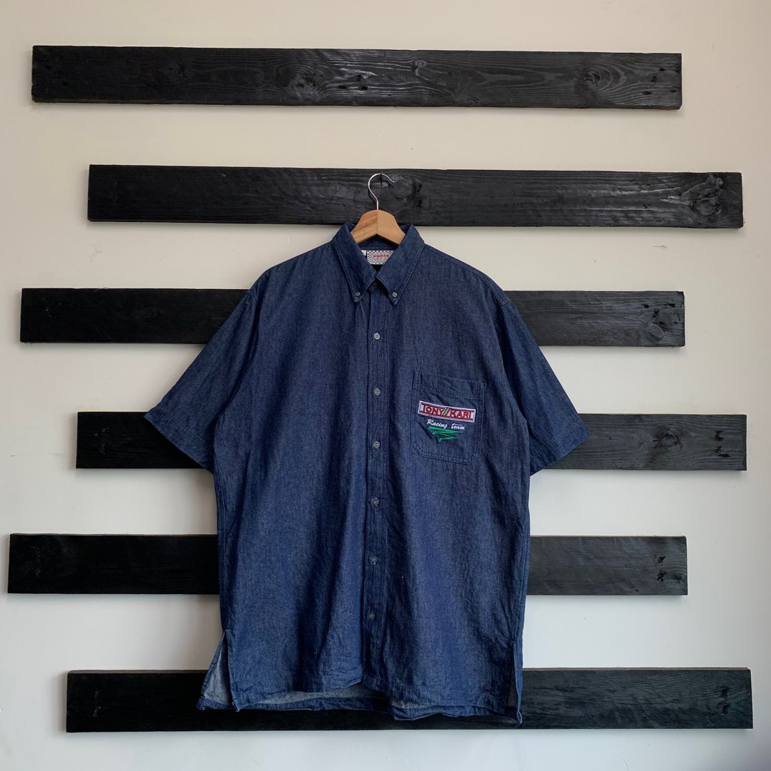 Vintage Tony Cart Nascar World Racing Button Up Shirt, Men's Fashion ...
