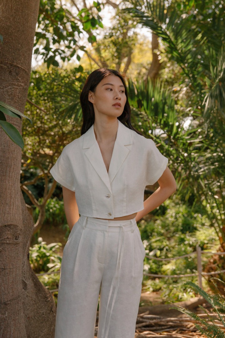 (XXL) BNWOT OSN OURSECONDNATURE Our Second Nature Linen Crop Collared ...