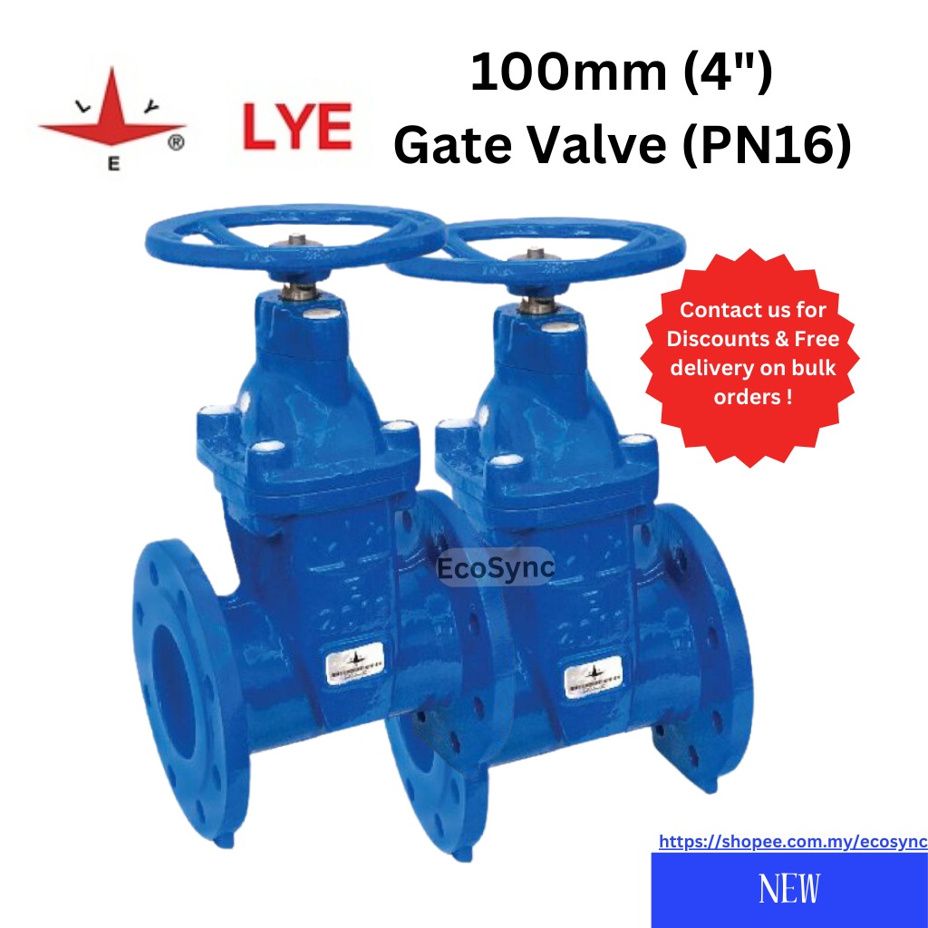 ️100mm (4") LYE Cast Iron Gate Valve (Sluice Valve) PN16 Resilient ...