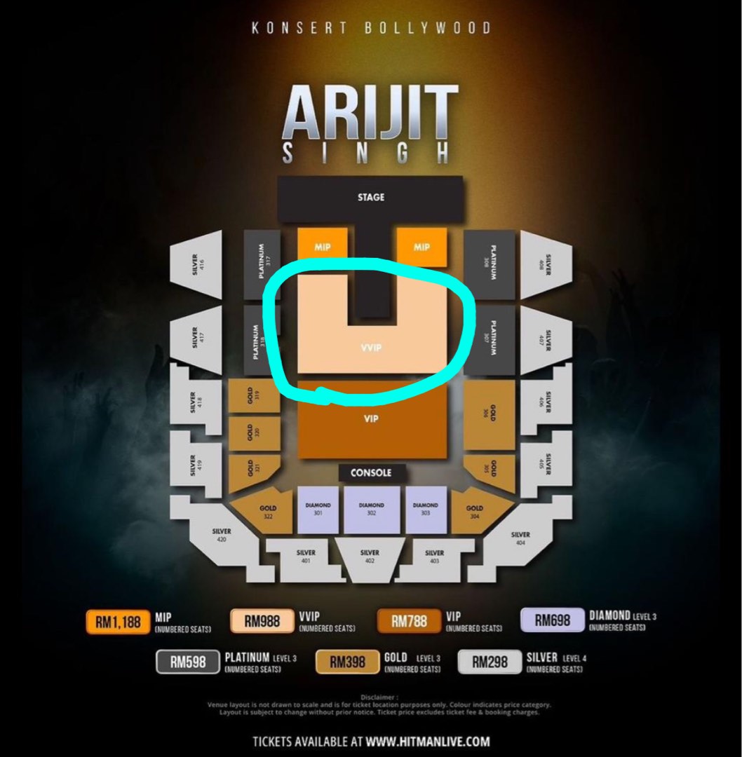 Arijit Singh malaysia 2 VVIP tickets, Tickets & Vouchers, Event Tickets on Carousell