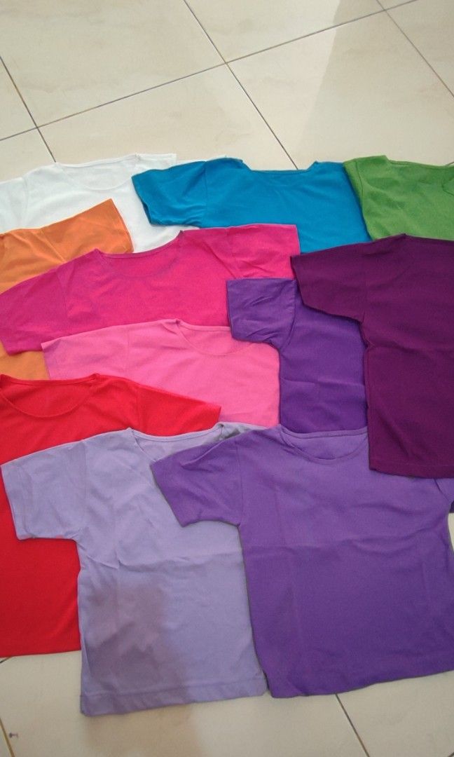 Atasan Kaos Polos Full Color 11 warna top shirt unisex cewek cowok anak ...