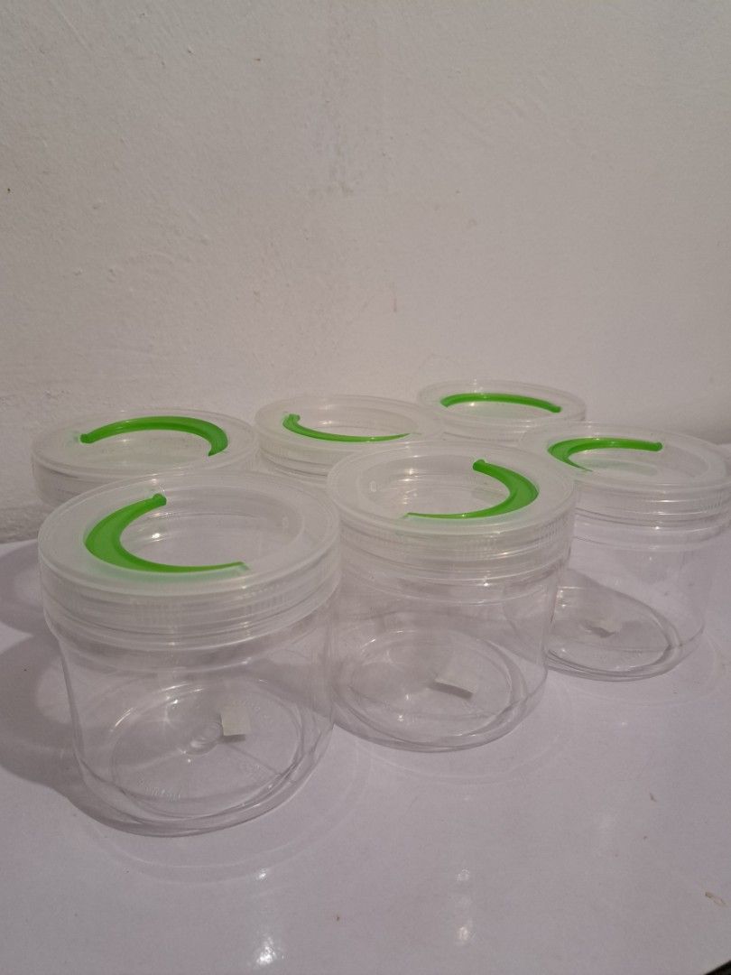 6 pcs Balang container tupperware transparent round shape kuih raya ...