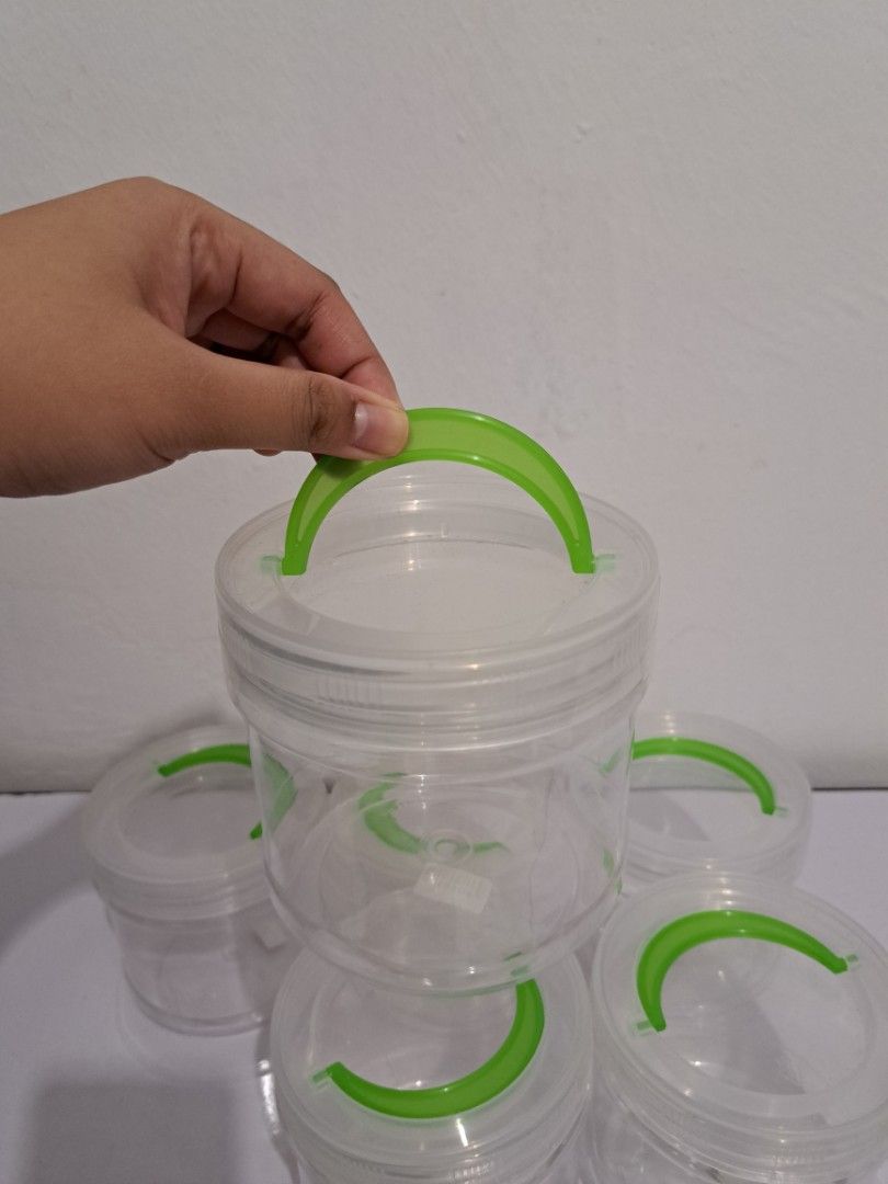 6 pcs Balang container tupperware transparent round shape kuih raya ...