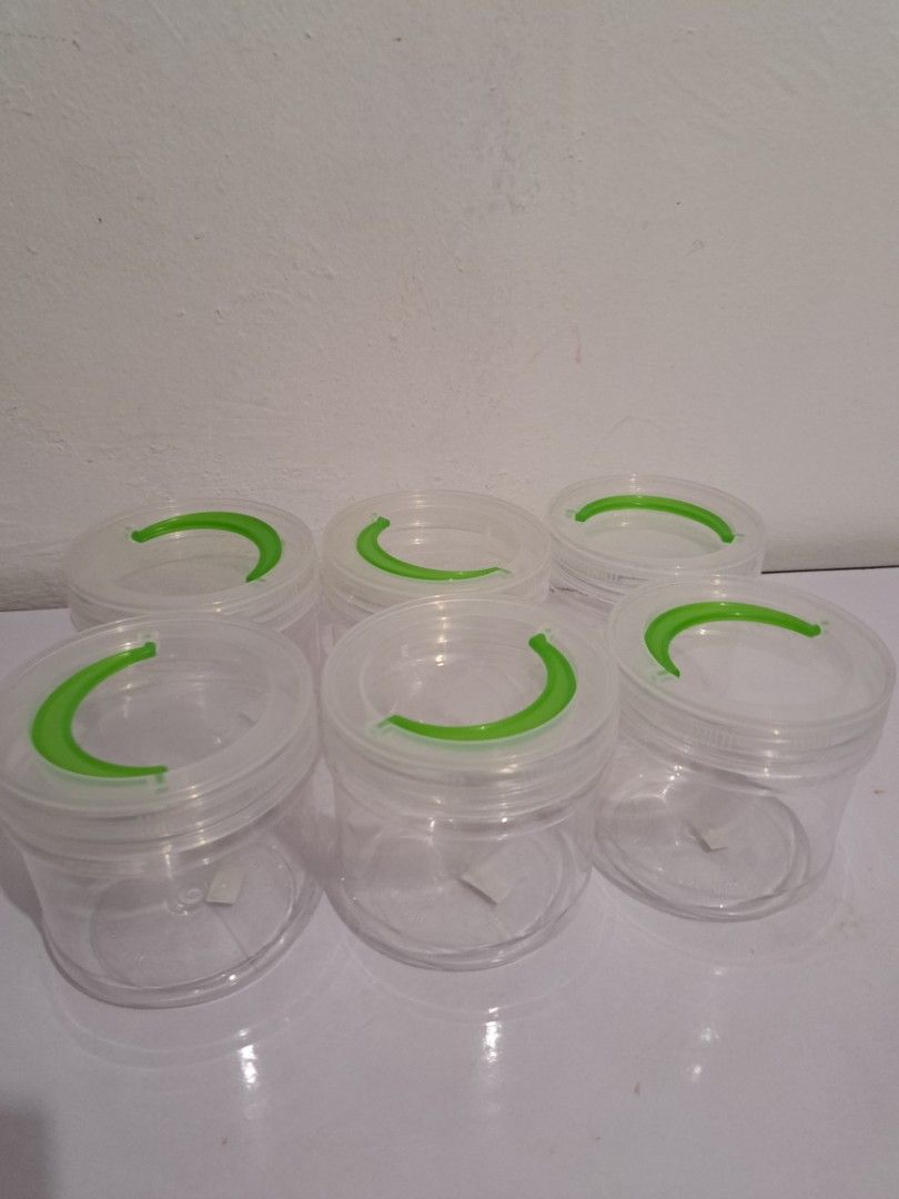 6 pcs Balang container tupperware transparent round shape kuih raya ...