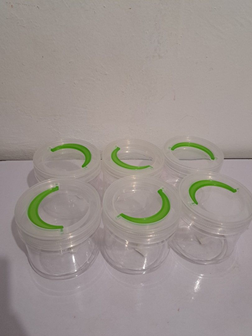 6 pcs Balang container tupperware transparent round shape kuih raya ...