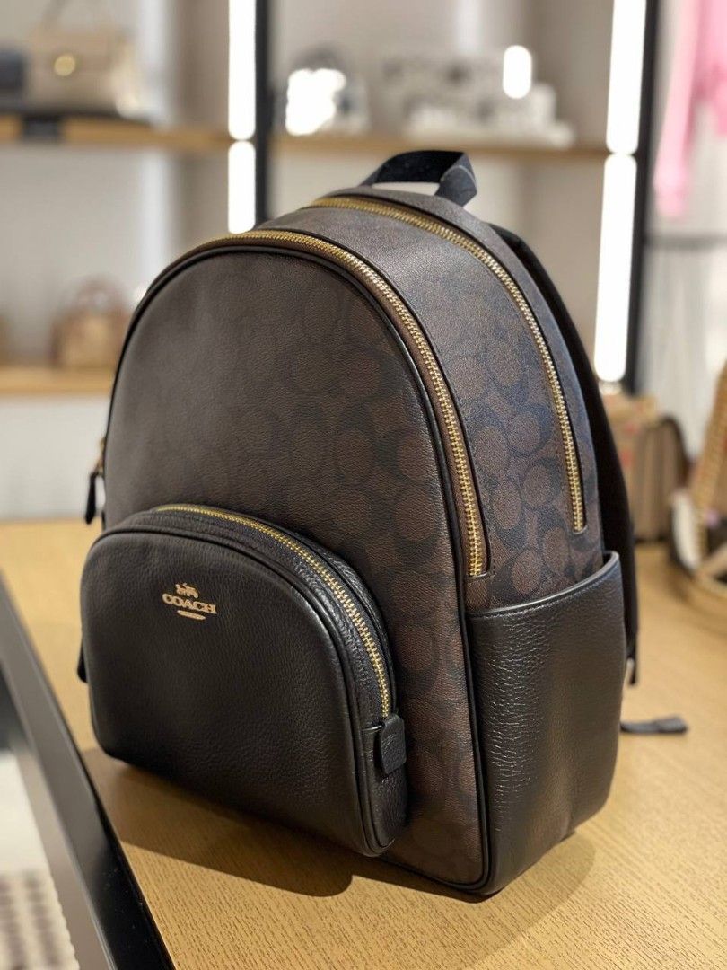 Coach Court medium backpack in signature brown/black, Women's Fashion ...