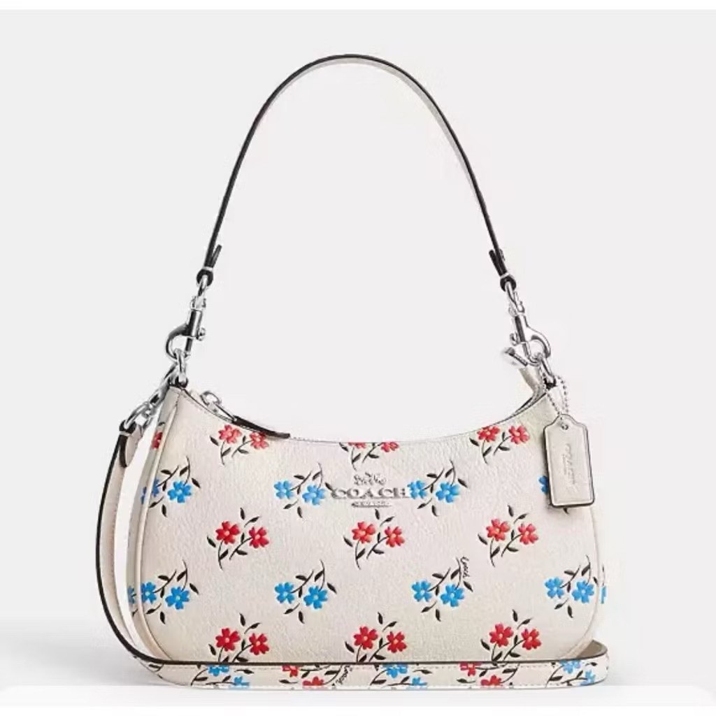 Coach Teri Flower Shoulder Bag White, Barang Mewah, Tas & Dompet di ...