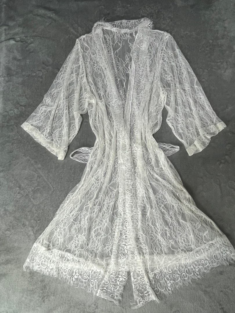 Coquette lace / mesh robe dress, Women's Fashion, Undergarments ...