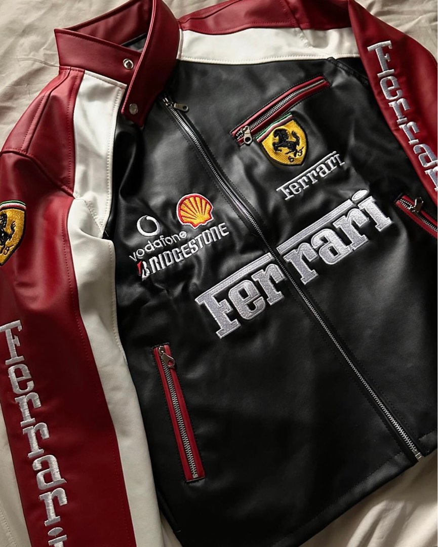 Ferrari F1 Leather Race Jacket, Men's Fashion, Coats, Jackets and ...
