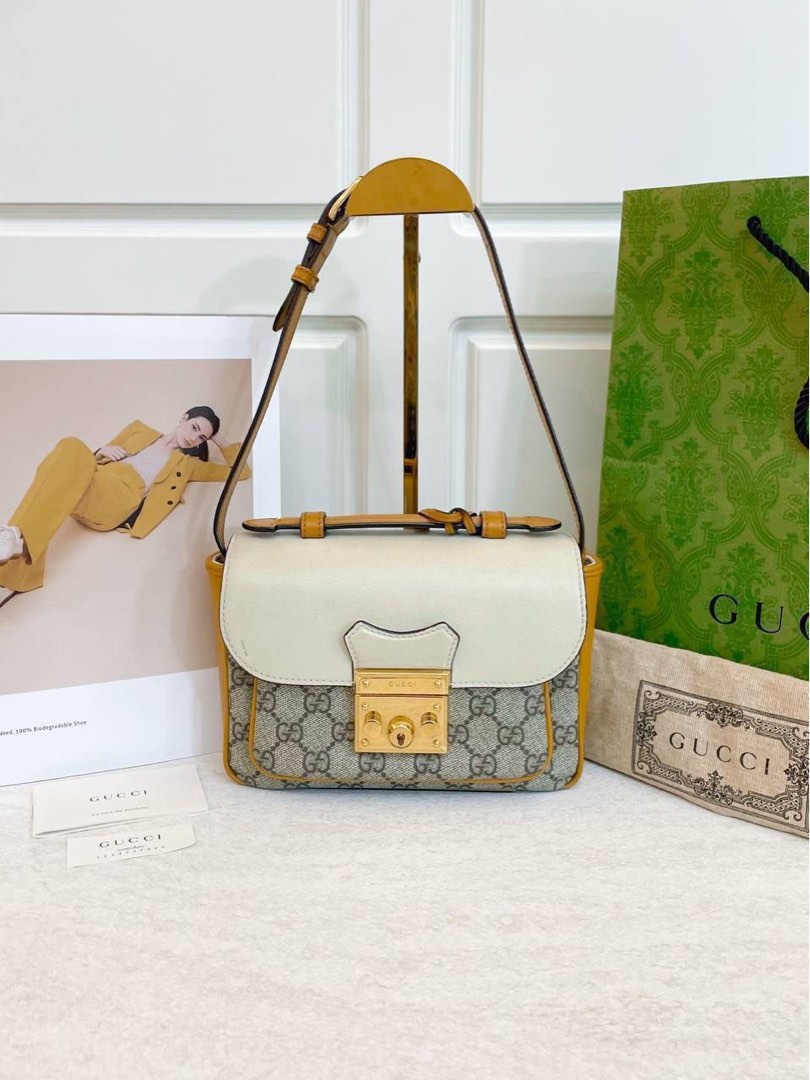 VGC Gucci Supreme Padlock Mini Flap Beige Mystic White Sun Oil with DB ...