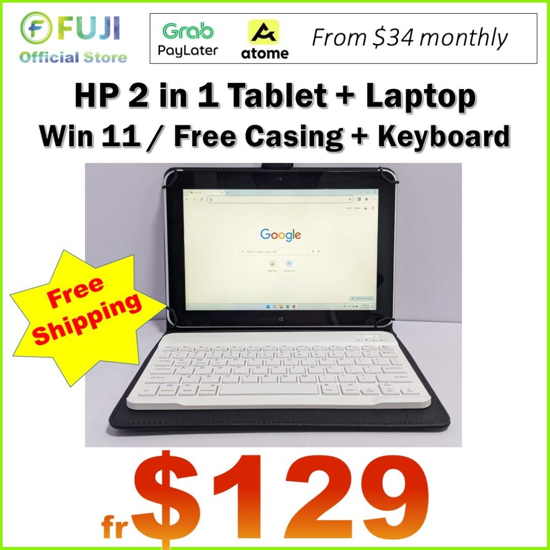 HP 2 In 1 Tablet + Laptop - Free Casing + Keyboard - Win 11 + Free MS ...