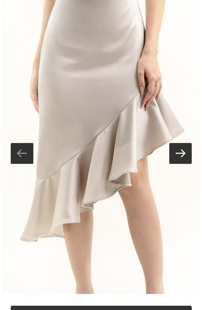 Hutz Fashion HERMIA CASCADING RUFFLES MIDI DRESS (SPANISH GRAY), Women ...
