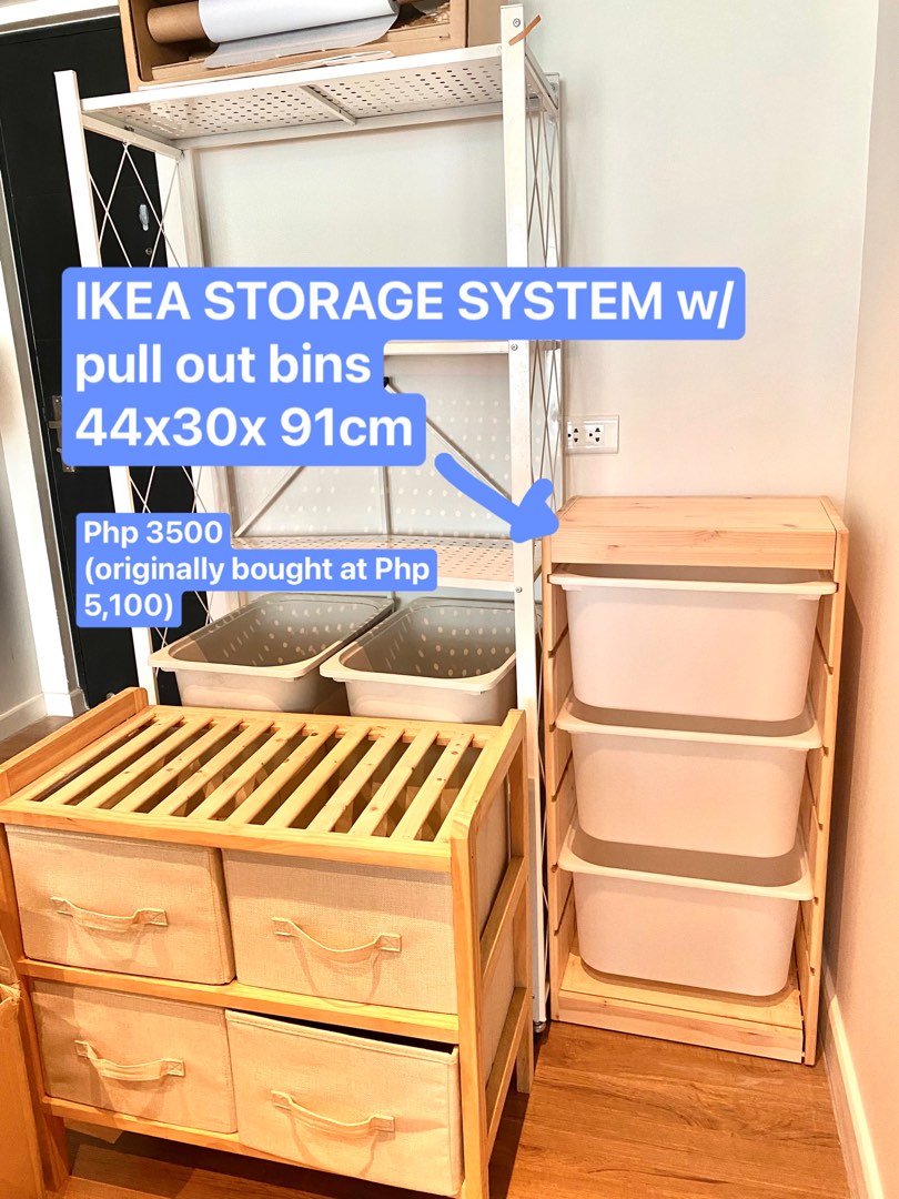 IKEA Storage System with pull out bins, Furniture & Home Living, Furniture, Shelves, Cabinets ...