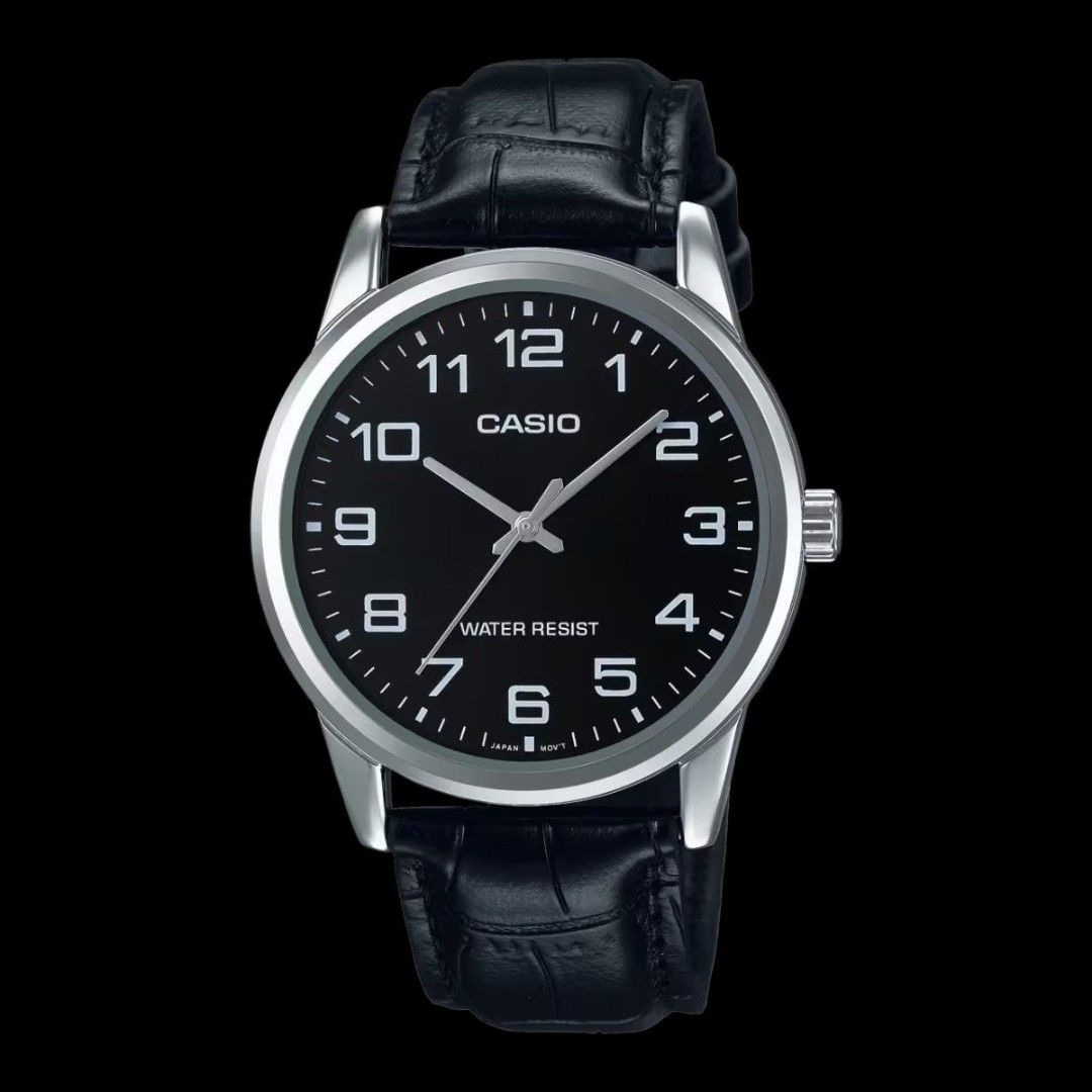 JAM TANGAN LELAKI TALI KULIT CASIO ORIGINAL MTP-V001L-1B, Luxury ...