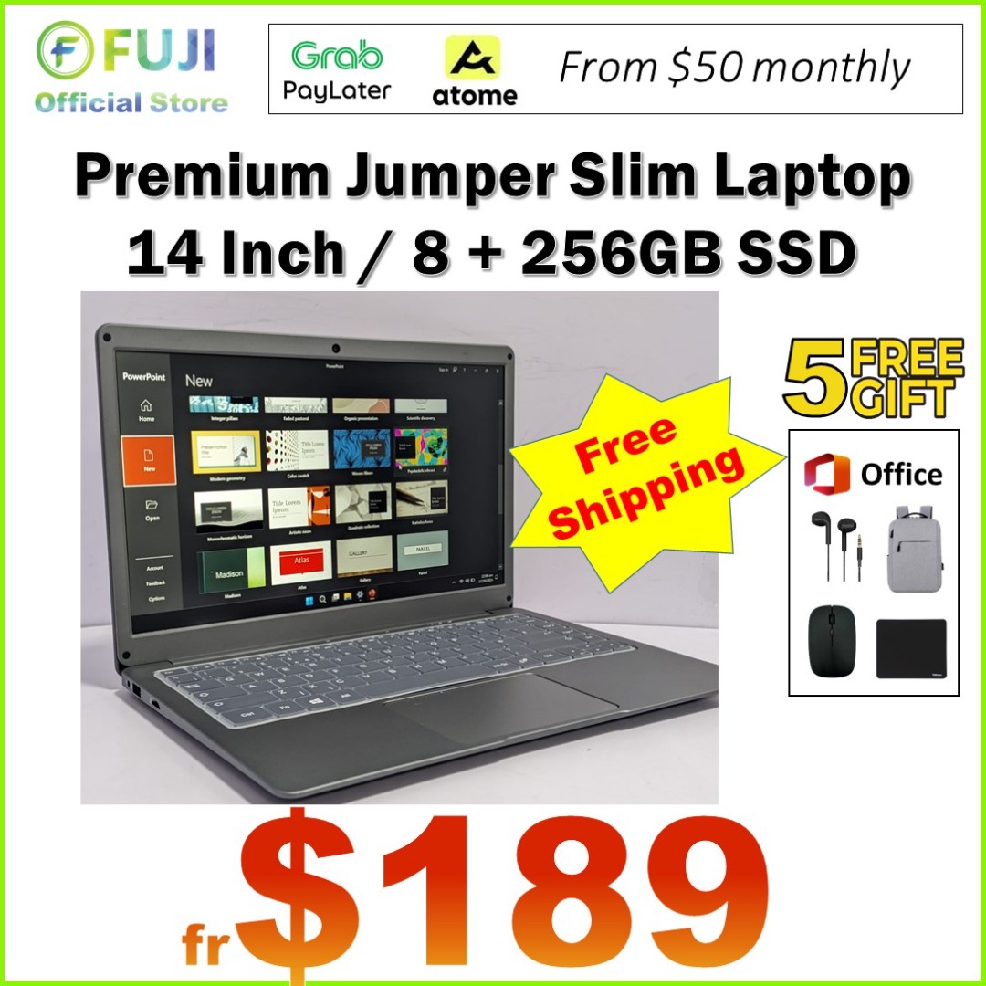 Jumper 14 Inch Slim SSD Laptop - 8GB RAM + 256GB - 100% Working ...