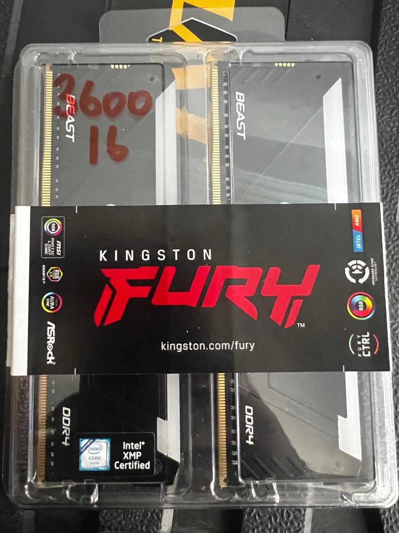 Kingston FURY Beast RGB 16GB (2x8GB) 3600Mhz DDR4 CL17/CL18, Computers & Tech, Parts ...