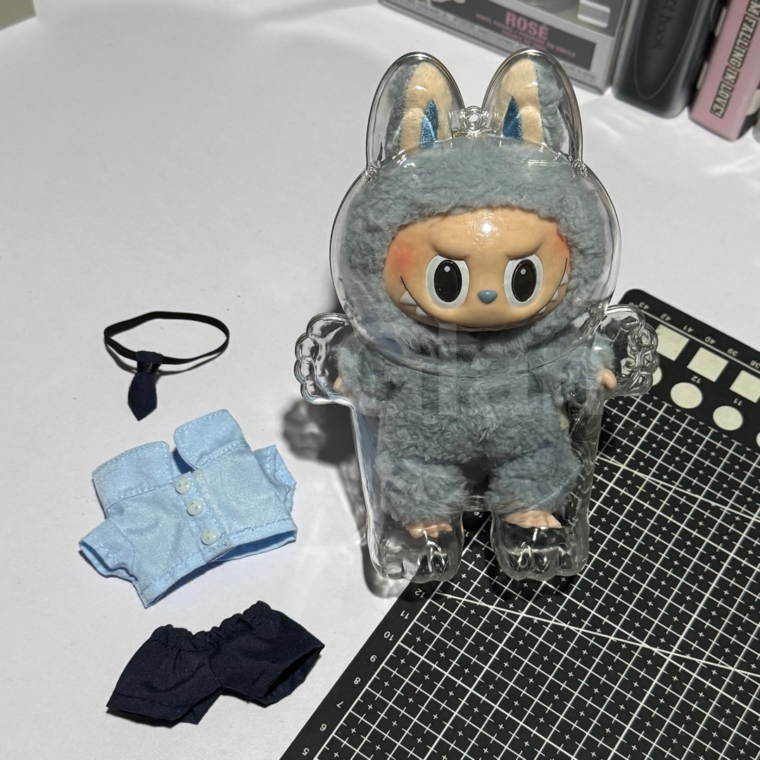 POPMART Labubu in Sea Salt Coconut w Acrylic Case + Uniform Outfit ...